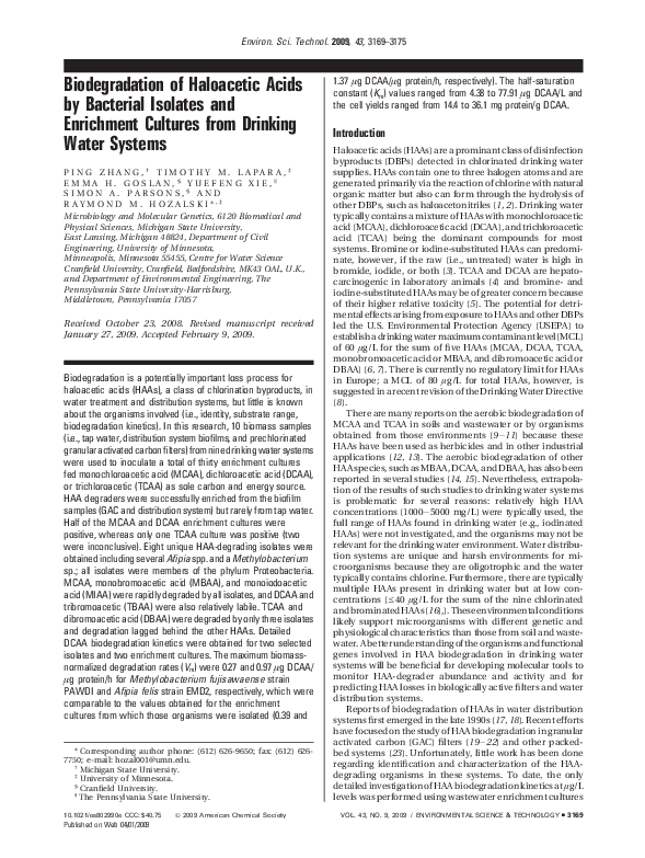 (PDF) Biodegradation of Haloacetic Acids by Bacterial Isolates and ...