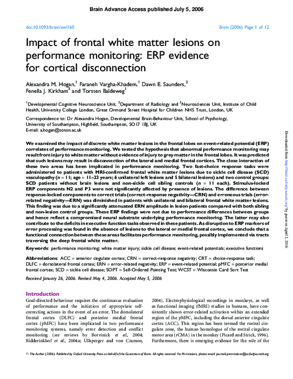 (PDF) Impact of frontal white matter lesions on performance monitoring ...