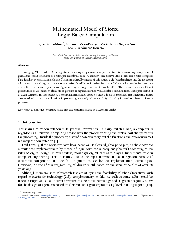 (PDF) Mathematical model of stored logic based computation