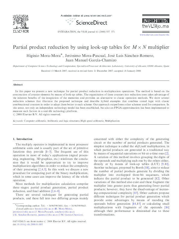 (PDF) Partial product reduction by using look-up tables for M×N ...