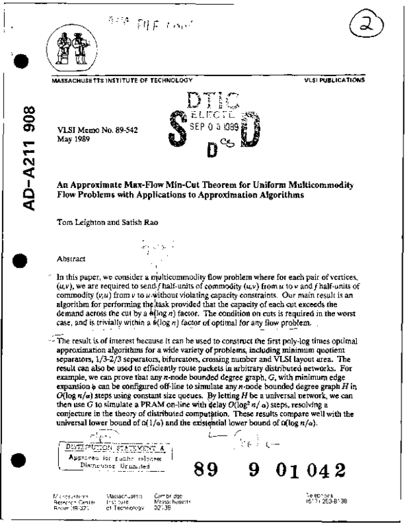 (PDF) An approximate max-flow min-cut theorem for uniform multicommodity flow problems with ...