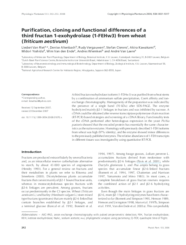 (PDF) Purification, cloning and functional differences of a third ...