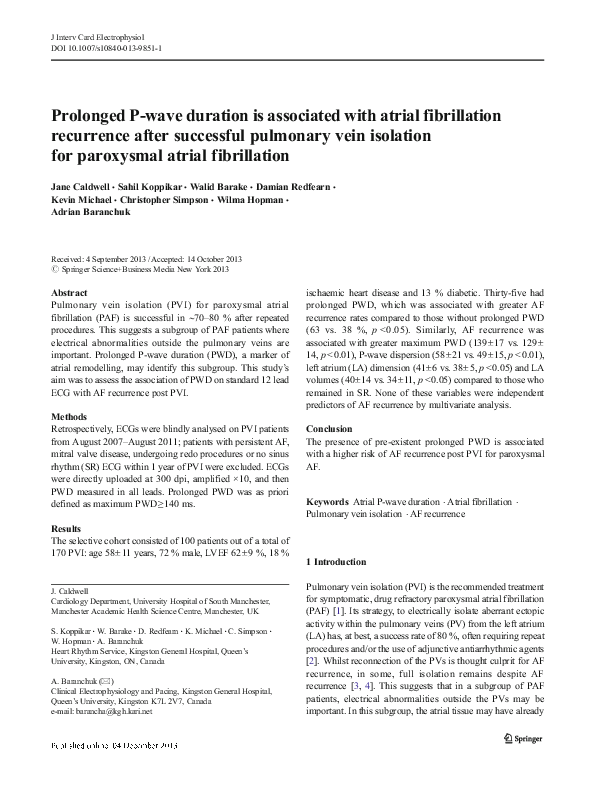 (PDF) Splitting the P-Wave: Improved Evaluation of Left Atrial ...