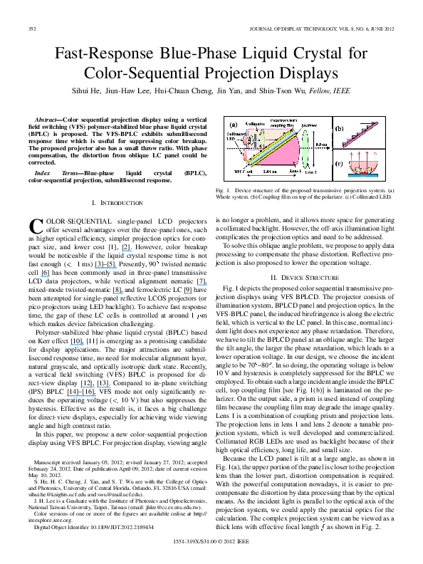 (PDF) Fast-Response Blue-Phase Liquid Crystal for Color-Sequential ...