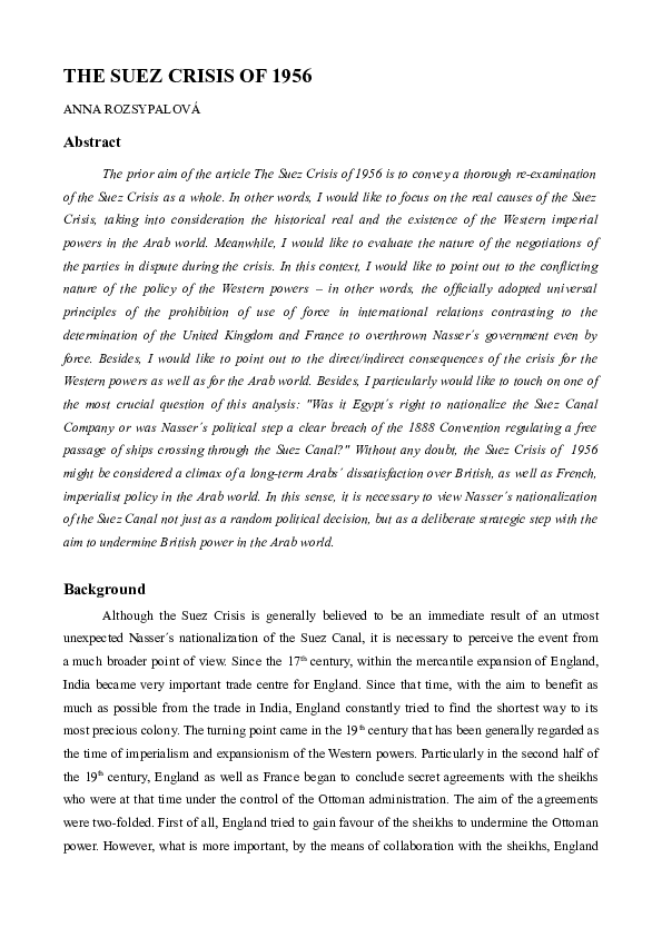(PDF) THE SUEZ CRISIS OF 1956