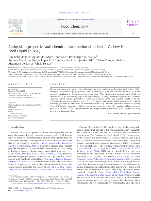 (PDF) Antioxidant properties and chemical composition of technical ...