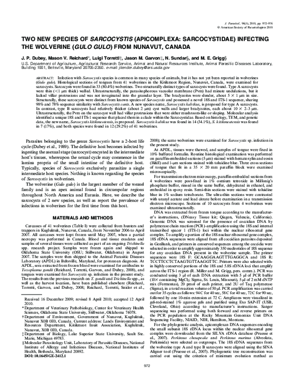 (PDF) Two New Species of Sarcocystis (Apicomplexa: Sarcocystidae ...