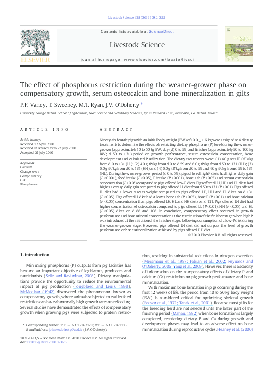 (PDF) The effect of phosphorus restriction during the weaner-grower ...