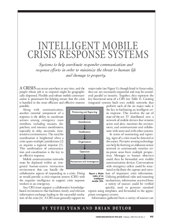 (PDF) Intelligent mobile crisis response systems
