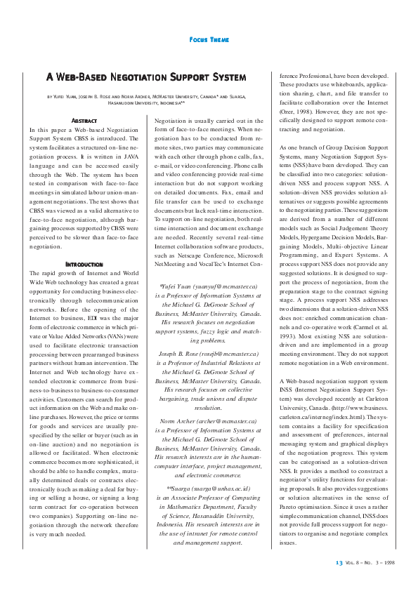 (PDF) A Web-Based Negotiation Support System