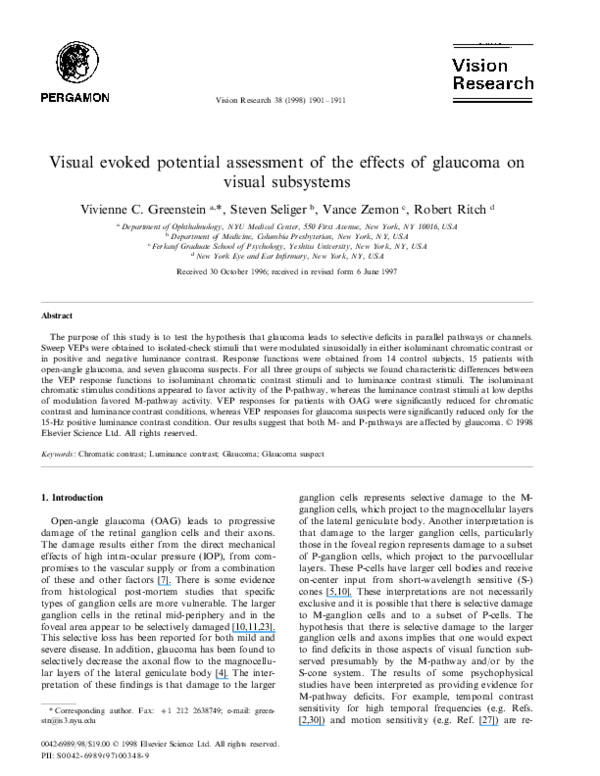 (PDF) Visual evoked potential assessment of the effects of glaucoma on ...