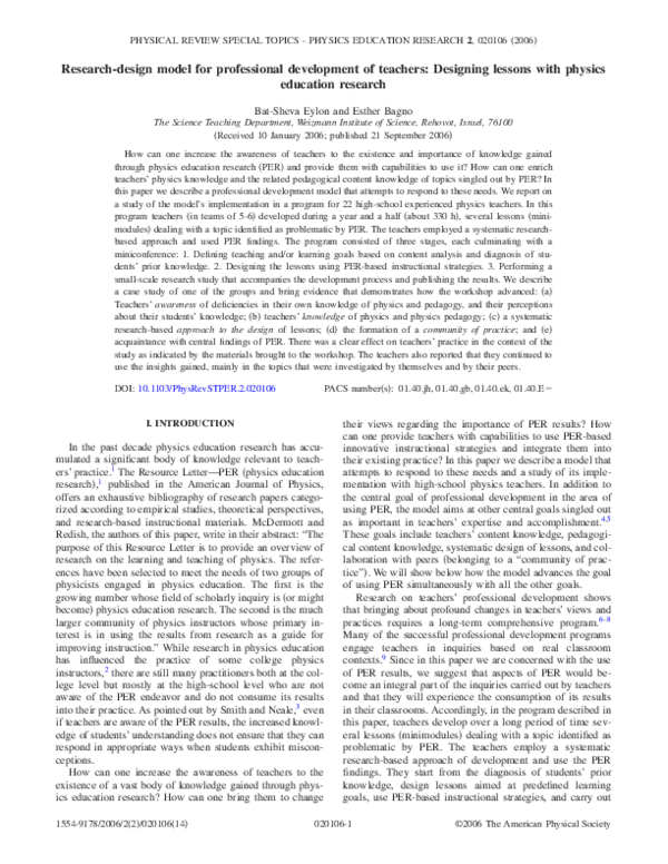 (PDF) Research-design model for professional development of teachers ...