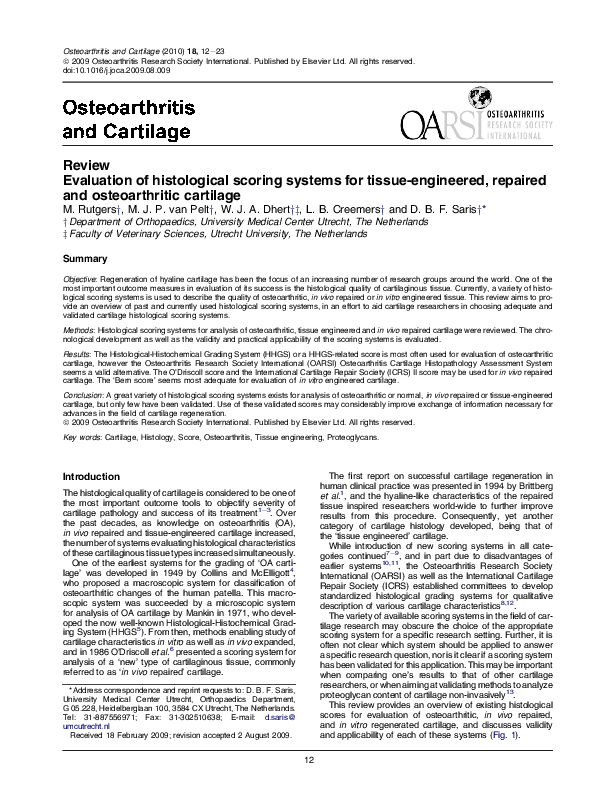 (PDF) Evaluation of histological scoring systems for tissue-engineered ...