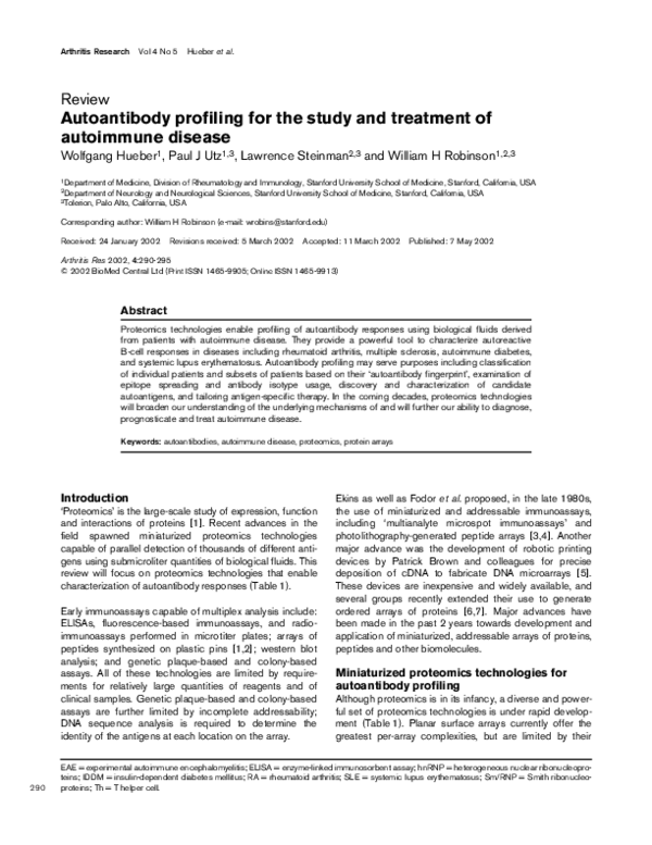 (PDF) Autoantibody profiling for the study and treatment of autoimmune disease