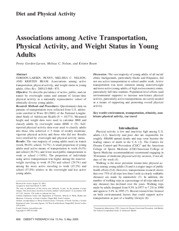 (PDF) Associations among Active Transportation, Physical Activity, and ...