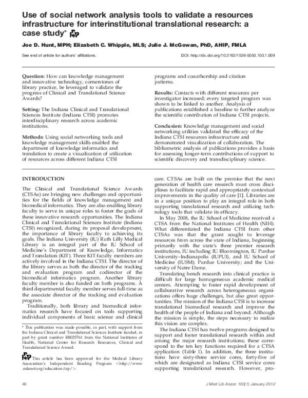 (PDF) Use of social network analysis tools to validate a resources infrastructure for ...