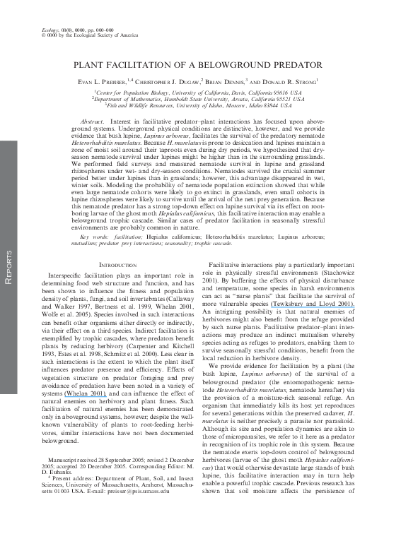 (PDF) Plant facilitation of a belowground predator
