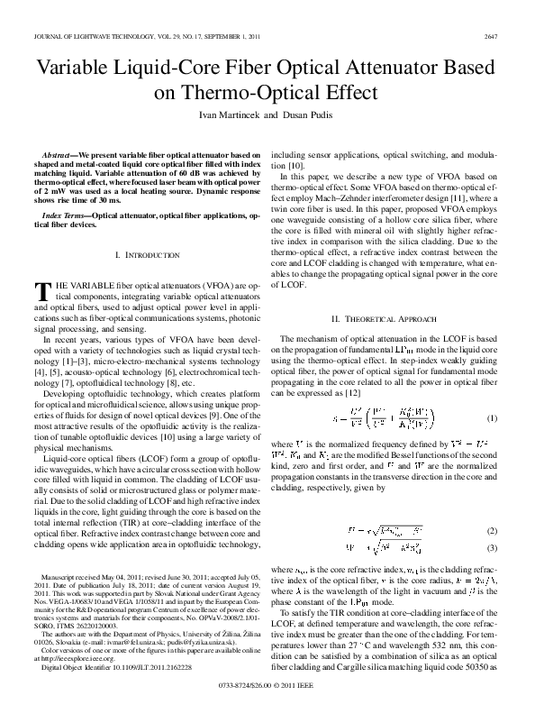 (PDF) Variable Liquid-Core Fiber Optical Attenuator Based on Thermo ...