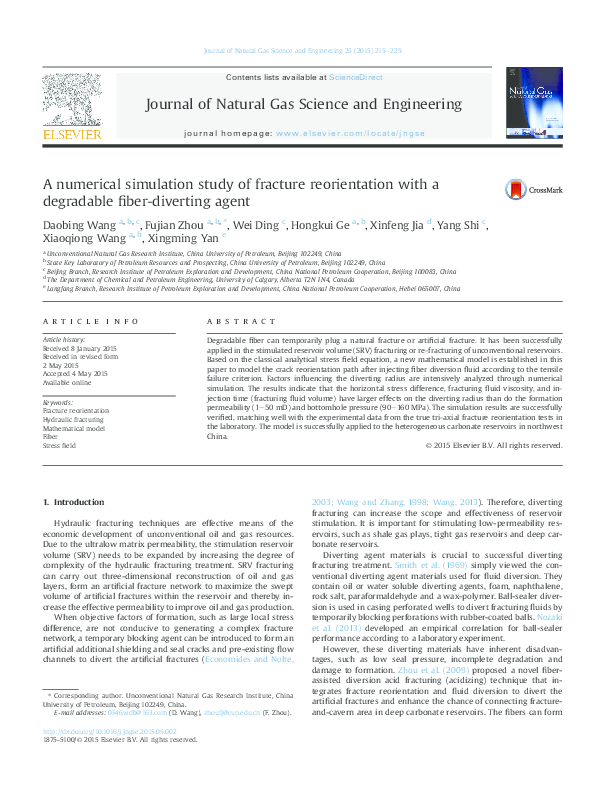 A numerical simulation study of fracture reorientation with a ...