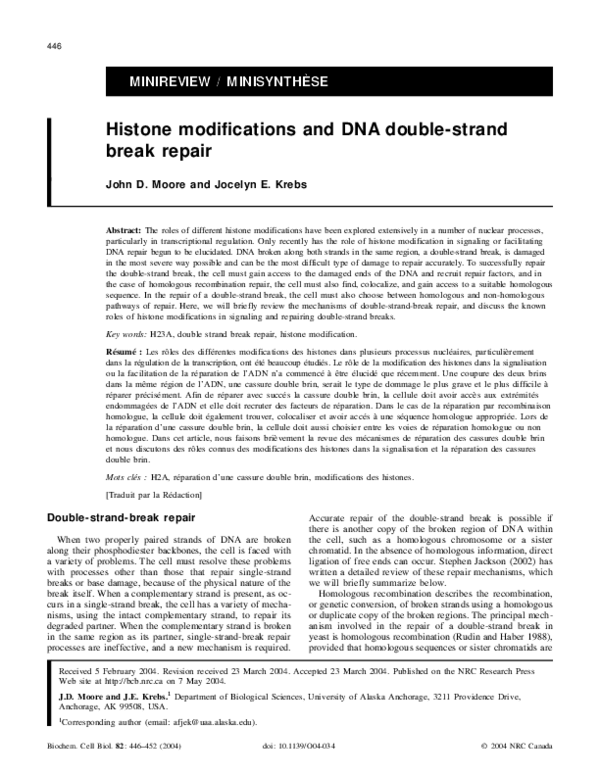 (PDF) Histone modifications and DNA double-strand break repair