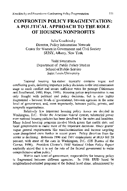 (PDF) Confrontin Policy Fragmentation: A Political Approach to the Role ...