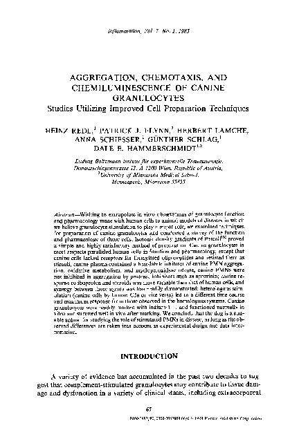 (PDF) Aggregation, chemotaxis, and chemiluminescence of canine ...