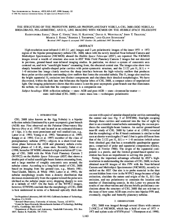 (PDF) The Structure of the Prototype Bipolar Protoplanetary Nebula CRL ...