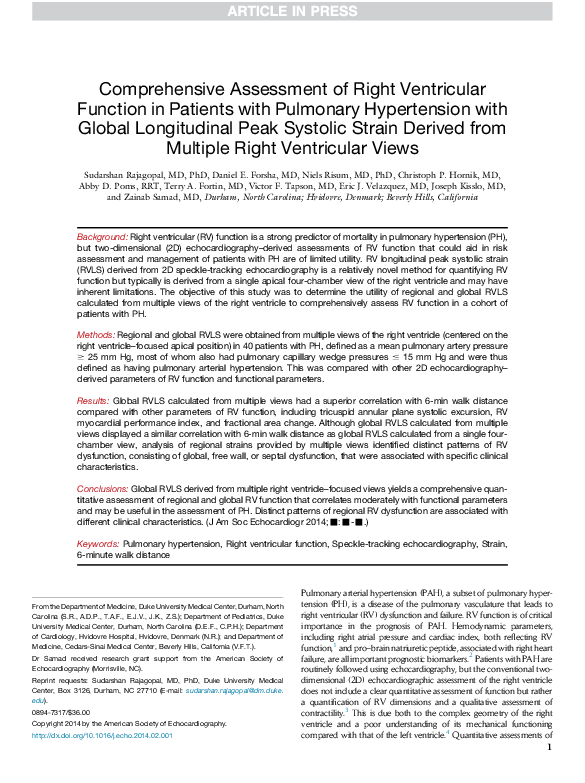 (PDF) Comprehensive Assessment of Right Ventricular Function in ...