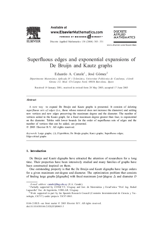 (PDF) Superfluous edges and exponential expansions of De Bruijn and ...
