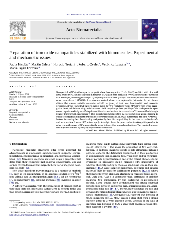 (PDF) Preparation and characterisation of encapsulation magnetic metal iron oxide nanoparticles ...