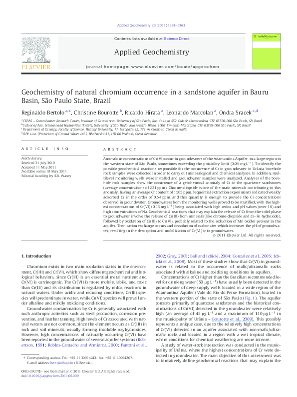 (PDF) Geochemistry of natural chromium occurrence in a sandstone ...