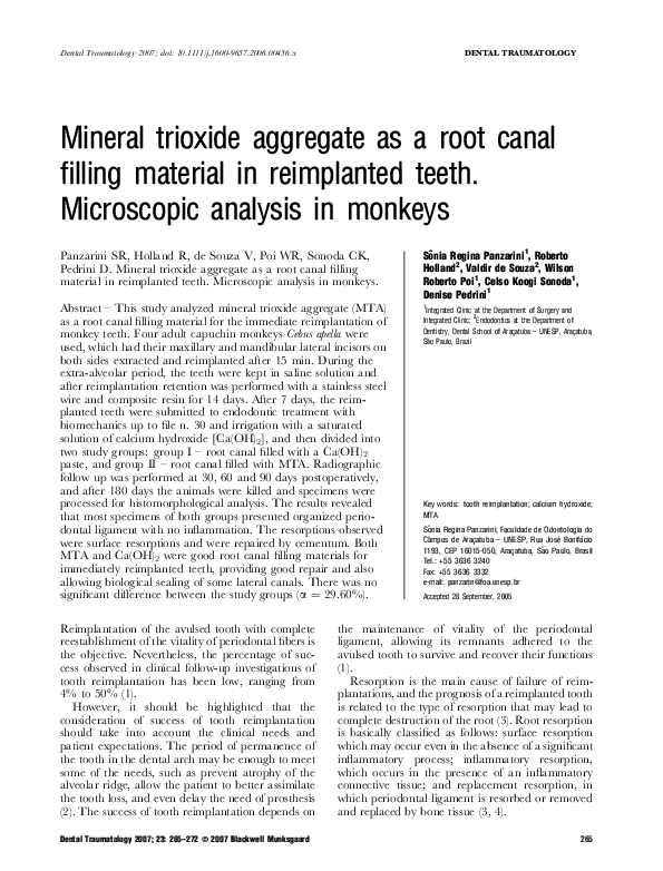 (PDF) Mineral trioxide aggregate as a root canal filling material in ...