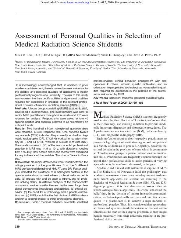 (PDF) Assessment of personal qualities in selection of medical ...