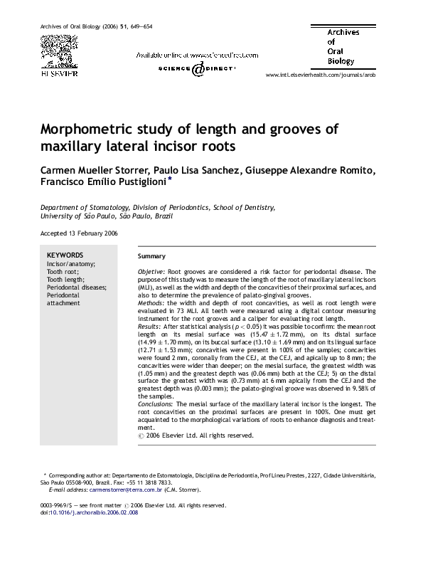 (PDF) Morphometric study of length and grooves of maxillary lateral ...