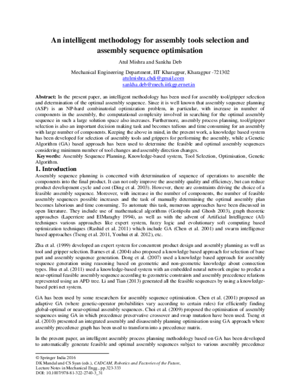 (PDF) An intelligent methodology for assembly tools selection and ...