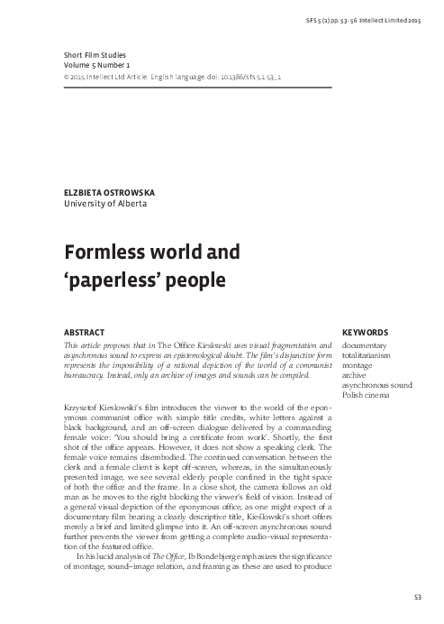 (PDF) Formless world and 'paperless' people