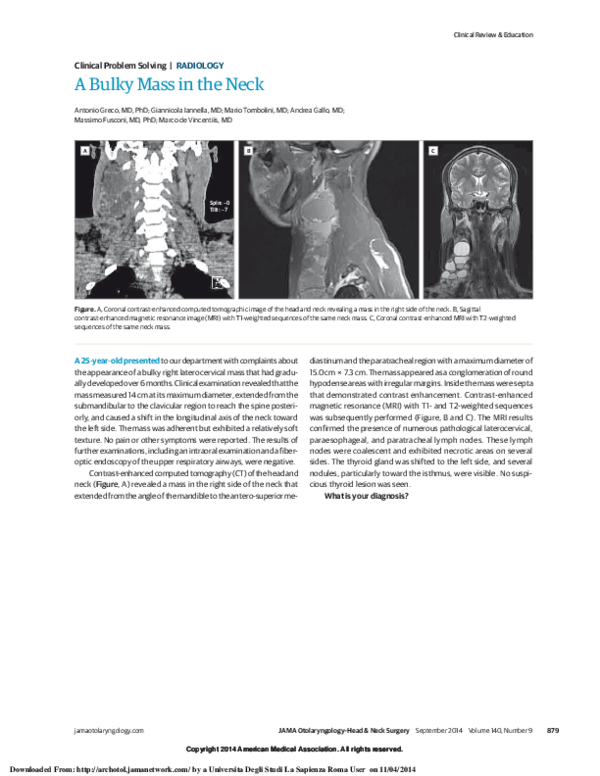 (PDF) A Bulky Mass in the Neck