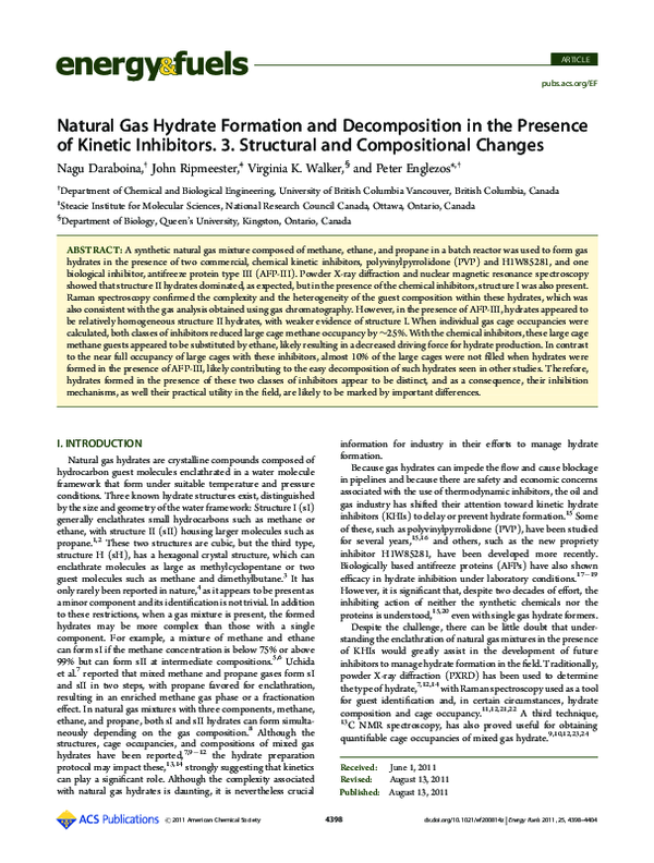 (PDF) Natural Gas Hydrate Formation and Decomposition in the Presence ...