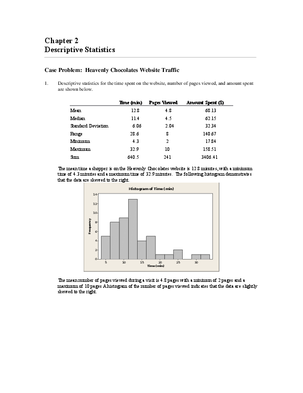 (DOC) Chapter 2 Descriptive Statistics Case Problem: Heavenly ...