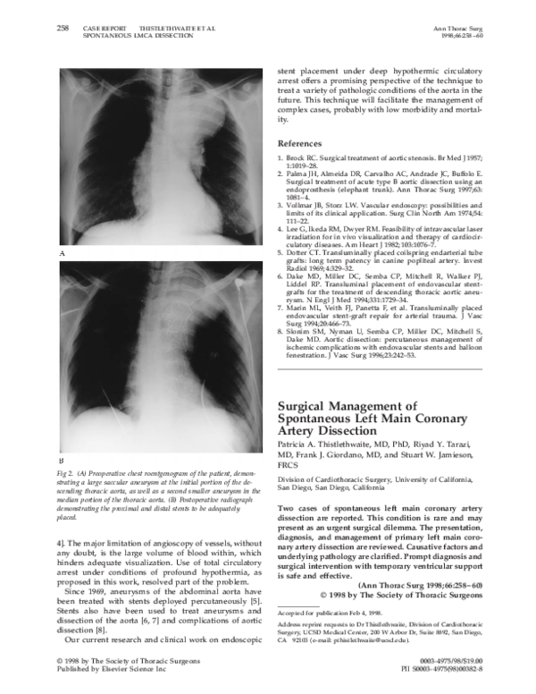(PDF) Surgical management of spontaneous left main coronary artery ...