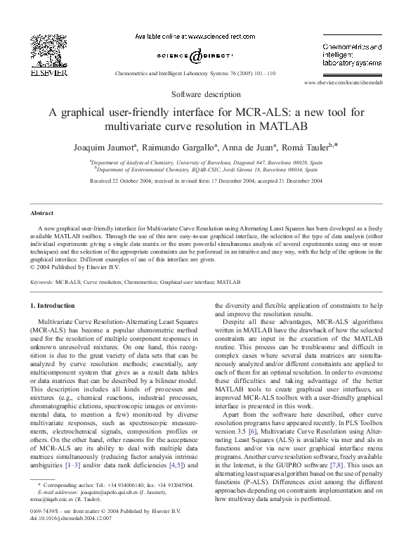(PDF) A graphical user-friendly interface for MCR-ALS: a new tool for ... (PDF) A graphical user-friendly interface for MCR-ALS: a new tool for ...