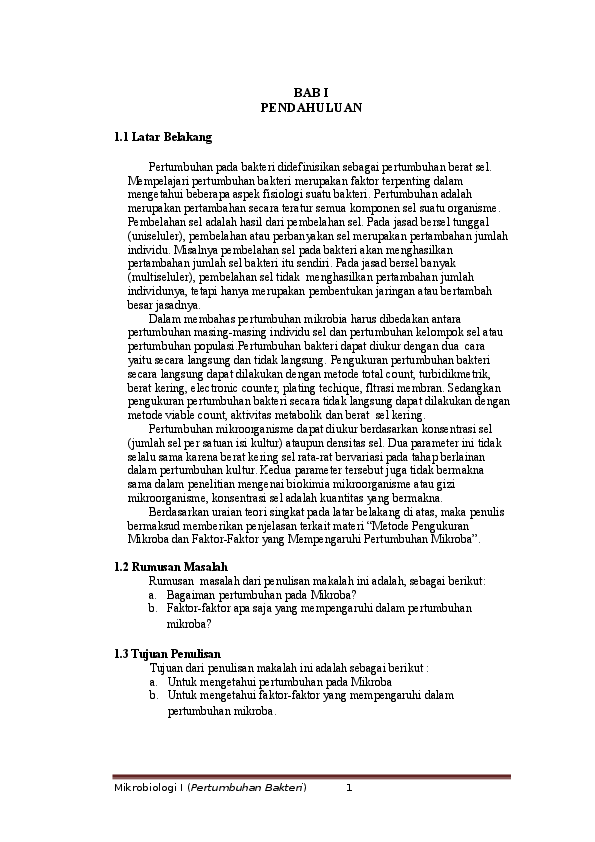 (DOC) pertumbuhan bakteri & faktor yang mempengaruhi