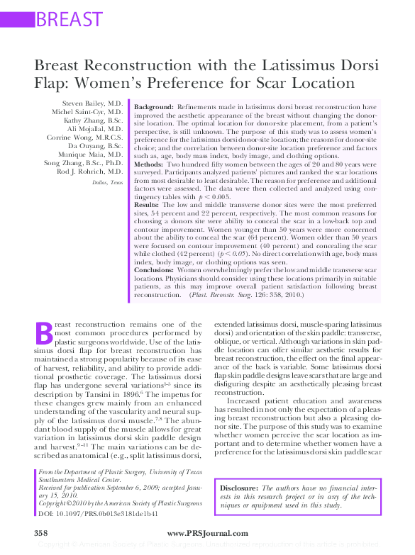 (PDF) Breast Reconstruction with Latissimus Dorsi Flap: Improved ...