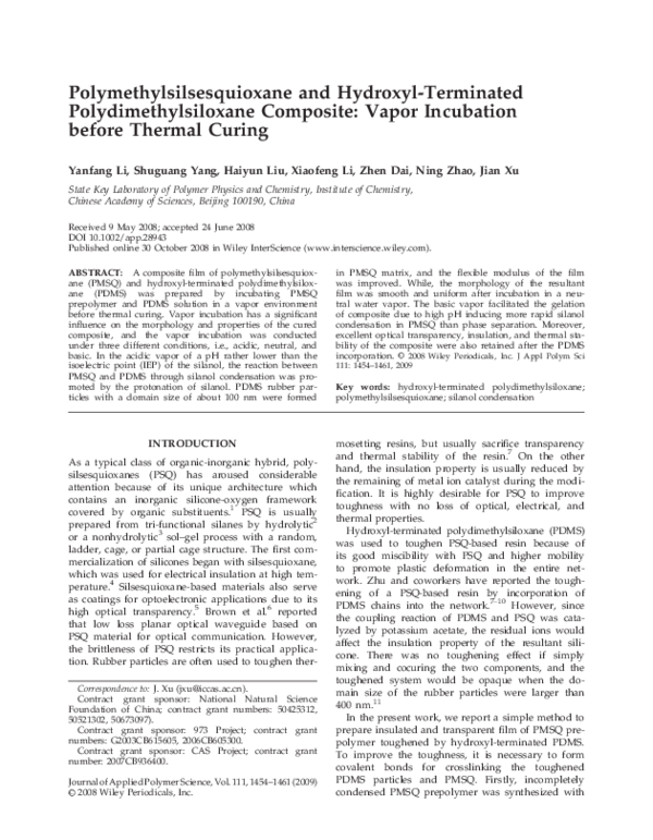 (PDF) Polymethylsilsesquioxane and hydroxyl-terminated ...