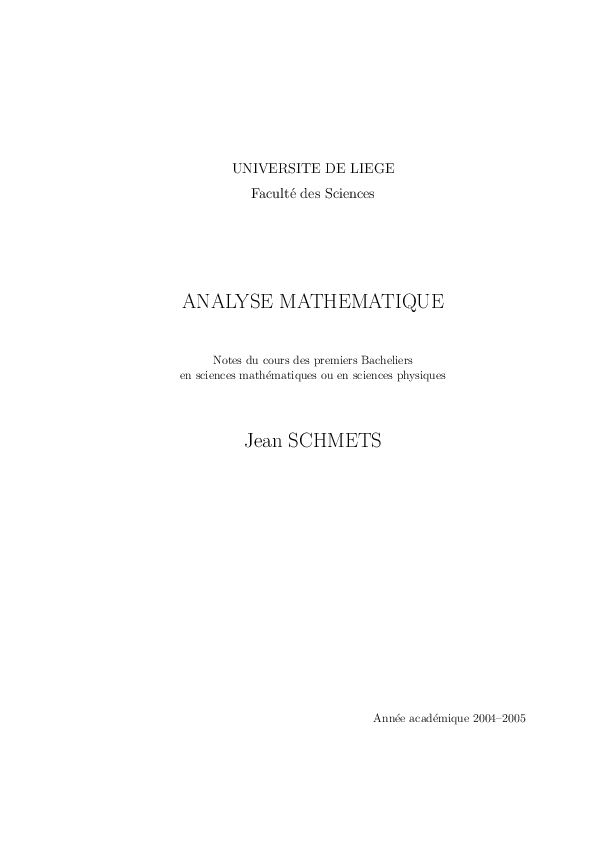 (PDF) ANALYSE MATHEMATIQUE