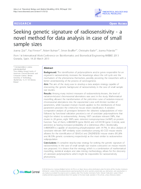 (PDF) Seeking genetic signature of radiosensitivity - a novel method ...