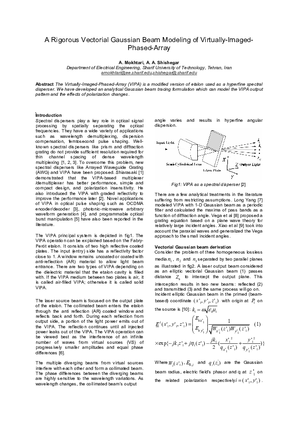 (PDF) A rigorous vectorial Gaussian beam modeling of Virtually-Imaged- Phased-Array