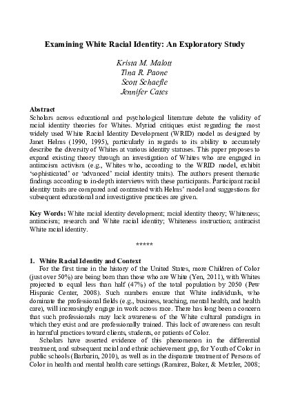 (PDF) Examining White Racial Identity: An Exploratory Study