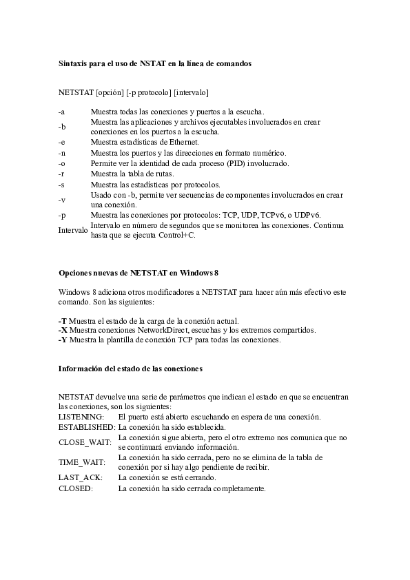 (DOC) Sintaxis para el uso de NSTAT en la linea de comandos