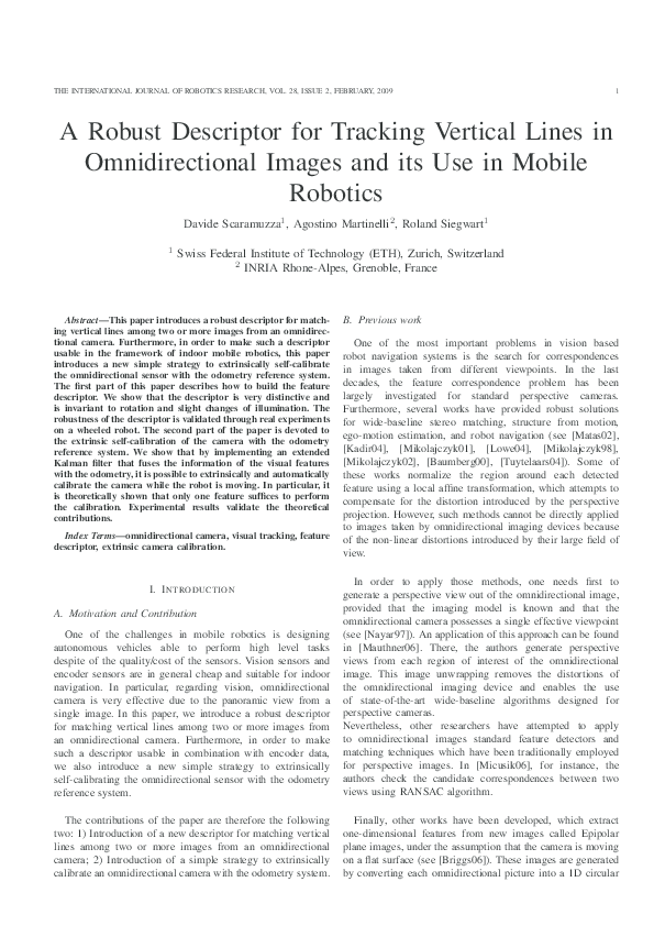 (PDF) A Robust Descriptor for Tracking Vertical Lines in Omnidirectional Images and Its Use in ...